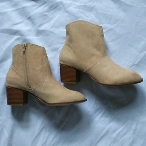 LOFT | Shoes | Nwt Loft Beige Stacked Heel Ankle Boot | Poshmark